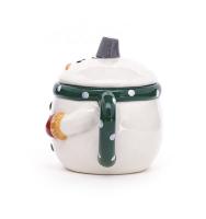 China 3D Snowman Shaped Ceramic Coffee Mugs Christmas Gift With Lid And Handpainting for sale