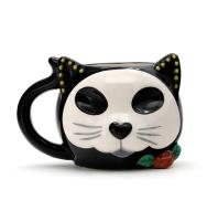 China Best Selling Cute Earthenware 3d Cat Shaped Animal Ceramic Mugs Design With 3D Handpaint for sale