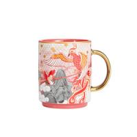 China Chinese decal ceramic mugs 11oz coffee mug Style Vintage Decal Tall Ceramic Mugs with handle for gift for sale