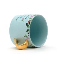 China Lovely Mothers Day Crockery Elegant Design Mom Gift Ceramic Mug Coffee With Gold Handle for sale