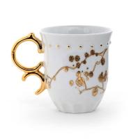 China Ceramic Coffee Mug Porcelain Everyday Mug Gold Handle JING REPUBLIC for sale