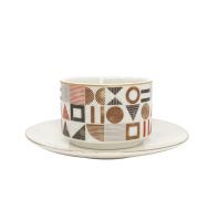 China Ceramic Sauce Dish Tea Cup Pottery Ceramic Stacking Coffee Cups And Saucers With Gold Handle for sale