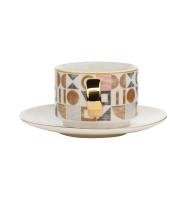 China Ceramic Sauce Dish Tea Cup Pottery Ceramic Stacking Coffee Cups And Saucers With Gold Handle for sale