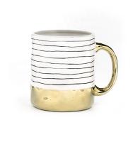 China 16oz Electroplated White Mug With Gold Handle For Everyday Mugs Personality 5 X 3-3/4 X 4-3/8