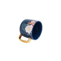 China Ready To Ship In Stock Red Blue Pink Mug Gold Handle Asian Chinese Style Decal Ceramic Mugs With Handpaint Handle For Lover Gift for sale