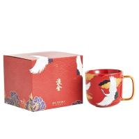 China Ready To Ship In Stock Red Blue Pink Mug Gold Handle Asian Chinese Style Decal Ceramic Mugs With Handpaint Handle For Lover Gift for sale