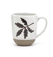 China Ceramic Coffee Cup Handmade Harvest Coffee Mug Stoneware Mugs Gift 3D Silk Print Five Leaves for sale