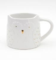 China Custom Design White 16oz 3d Hand Paint Earthenware Owl Mug Ceramic Coffee for sale