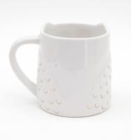 China Custom Design White 16oz 3d Hand Paint Earthenware Owl Mug Ceramic Coffee for sale