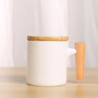 China Hot sale wood handles tea cups cups high quality custom gift ceramic coffee cups wood handle coffee mug porcelain mug 30 for sale