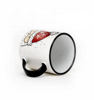 China Travel White Christmas Ceramic Mug For Silk Print Handpaint Bulk Porcelain Christmas Dinnerware for sale