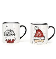 China Travel White Christmas Ceramic Mug For Silk Print Handpaint Bulk Porcelain Christmas Dinnerware for sale