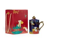 China Ready To Ship In Stock Custom 3d Ceramic Mug 3d Blue Mug With Gold Handle Home Tea Holiday Gift for sale