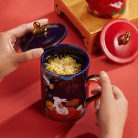 China Ready To Ship In Stock Custom 3d Ceramic Mug 3d Blue Mug With Gold Handle Home Tea Holiday Gift for sale