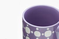 China Large Handmade Ceramic Mugs Print Colorful Polka Dots Creative Design Ceramic Mug With Lid DW-01A567 for sale