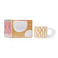 China Ready To Ship In Stock Unique Handmade Ceramic Mugs Colorful Striped Pattern Tea Milk Porcelain Mug 3d for sale