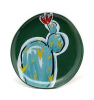 China 8.8 Inch Cactus Plants Ceramic Salad Plate Dinner Plate For Spring Summer for sale