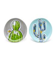 China 8.8 Inch Cactus Plants Ceramic Salad Plate Dinner Plate For Spring Summer for sale