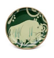 China Pottery Stoneware Lovely Design Cute Animal Printed Grey Green Halloween Dinner Plates Ceramic for sale