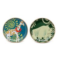 China Pottery Stoneware Lovely Design Cute Animal Printed Grey Green Halloween Dinner Plates Ceramic for sale
