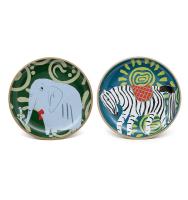 China Pottery Stoneware Lovely Design Cute Animal Printed Grey Green Halloween Dinner Plates Ceramic for sale
