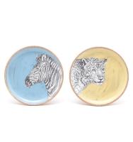 China Animal Zebra Tiger Printing Stoneware Plate For Kids Heath Ceramics Dinner Plates for sale