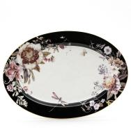 China High quality porcelain white dining set ceramic floral pattern dinner plate for sale