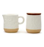 China White Ceramic Creamer And Sugar Set Restaurant Brunchwith Creamer Dispenser Pitcher Sugar Bowl With Lid for sale