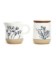 China White Ceramic Creamer And Sugar Set Restaurant Brunchwith Creamer Dispenser Pitcher Sugar Bowl With Lid for sale