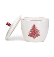 China Christmas Kitchen Breakfast Porcelain Sugar And Creamer Set Container Ceramic With Lid And Holder for sale