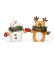 China Creative Cute Animal Earthenware Ceramic Salt And Pepper Shaker Set For Christmas for sale