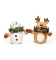 China Creative Cute Animal Earthenware Ceramic Salt And Pepper Shaker Set For Christmas for sale