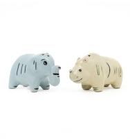 China Blue 3d Animal Shaped Pottery Stoneware Salt And Pepper Shaker With Decal On Glaze for sale