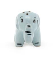 China Blue 3d Animal Shaped Pottery Stoneware Salt And Pepper Shaker With Decal On Glaze for sale