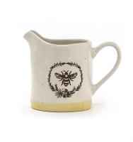 China Pottery Creamer And Sugar Set 3D Bees Silk Printed Sugar With Ceramic Lid Everyday for sale