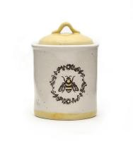 China Pottery Creamer And Sugar Set 3D Bees Silk Printed Sugar With Ceramic Lid Everyday for sale