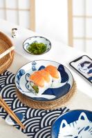 China Best Blue Ceramic Stoneware Dinnerware Sets Gift Cat Plate Bowl Set Exquisite Gift for sale
