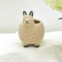 China Unique Alpaca Lama Flower Succulent Pot in Pottery Clay Ceramic Wholesale Hot Sale Lovely Instagram 3D Flower/succulent Pots for sale