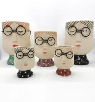 China Porcelain Ceramic Plant Pots For Succulents Lovely Instagram 3D Unique LADY Shaped for sale