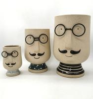 China 14 Inch 10 Inch 12 Inch Ceramic Flower Pot Lovely Instagram 3D Unique MEN Shaped for sale