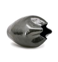 China High quality creative Petals shape black luxury ceramic vase with metal glazed for table decor for sale