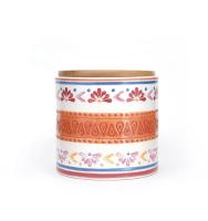 China Middle Eastern Flower Decal Storage Jars Food Ceramic Canister Set With Bamboo Lid And Silicone Ring for sale
