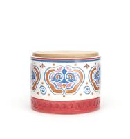 China Middle Eastern Flower Decal Storage Jars Food Ceramic Canister Set With Bamboo Lid And Silicone Ring for sale