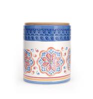 China Middle Eastern Flower Decal Storage Jars Food Ceramic Canister Set With Bamboo Lid And Silicone Ring for sale