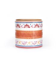 China Middle Eastern Flower Decal Storage Jars Food Ceramic Canister Set With Bamboo Lid And Silicone Ring for sale