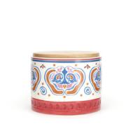 China Middle Eastern Flower Decal Storage Jars Food Ceramic Canister Set With Bamboo Lid And Silicone Ring for sale