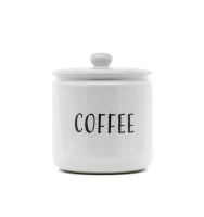 China Airtight Household White Creative Stoneware Kitchen Coffee Sugar Flour Round Ceramic Canister With Lid for sale