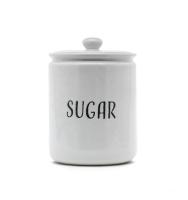 China Airtight Household White Creative Stoneware Kitchen Coffee Sugar Flour Round Ceramic Canister With Lid for sale