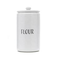 China Airtight Household White Creative Stoneware Kitchen Coffee Sugar Flour Round Ceramic Canister With Lid for sale
