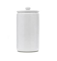 China Airtight Household White Creative Stoneware Kitchen Coffee Sugar Flour Round Ceramic Canister With Lid for sale